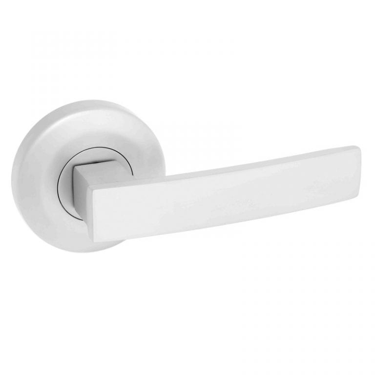 D906MB Lever set on round large rose Matt Black - Handles Plus