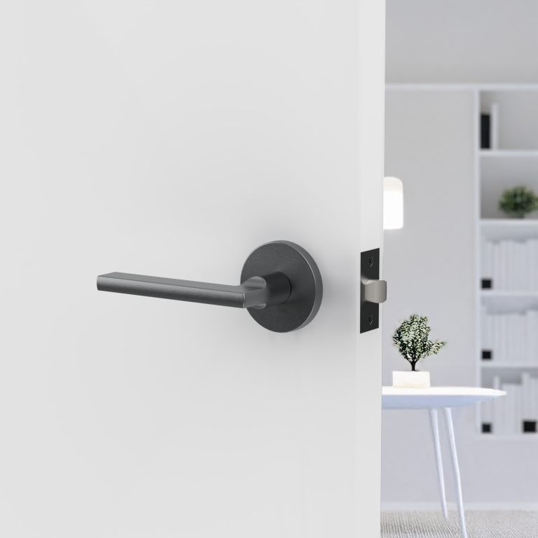 Raglan Lever Handle In Nickel Graphite - Handles Plus